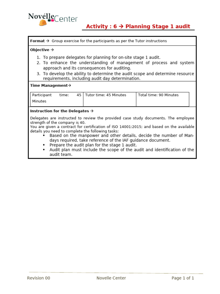 06 Activity 6 Planning Stage1 Audit | PDF