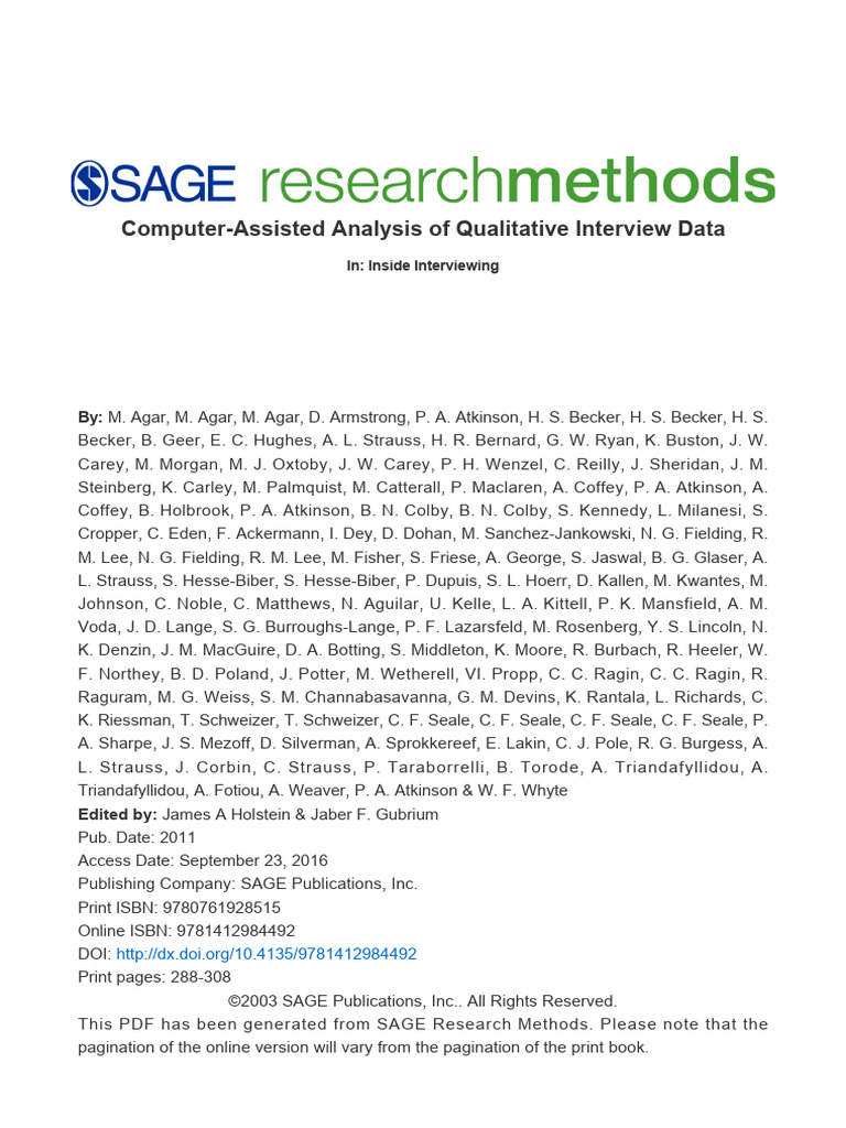 Computer-Assisted Analysis of Qualitative Interview Data | PDF | Qualitative Research | Data