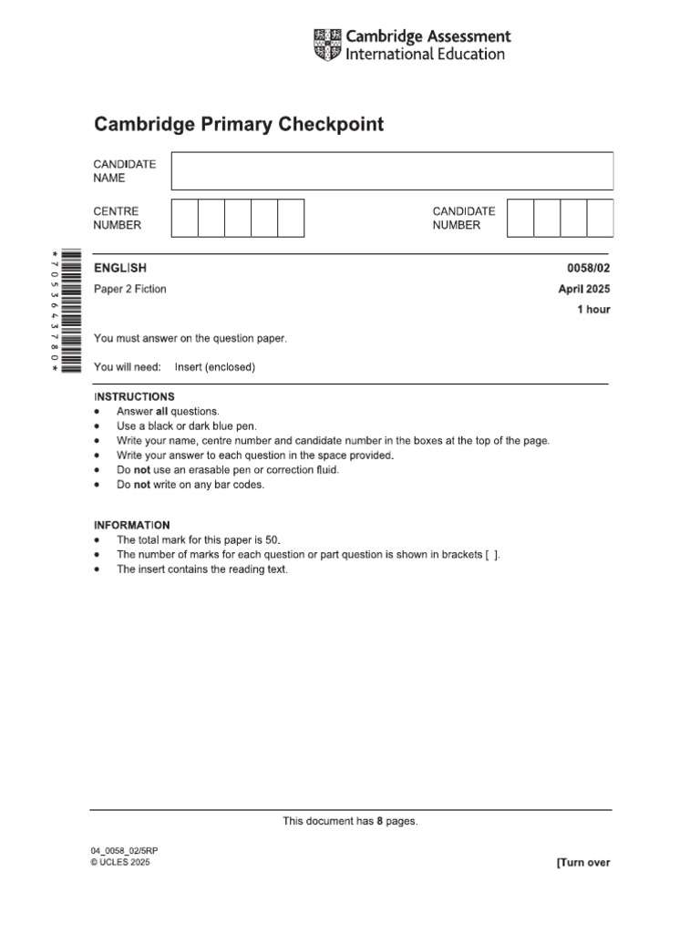 English Paper 2 April 2025 | PDF