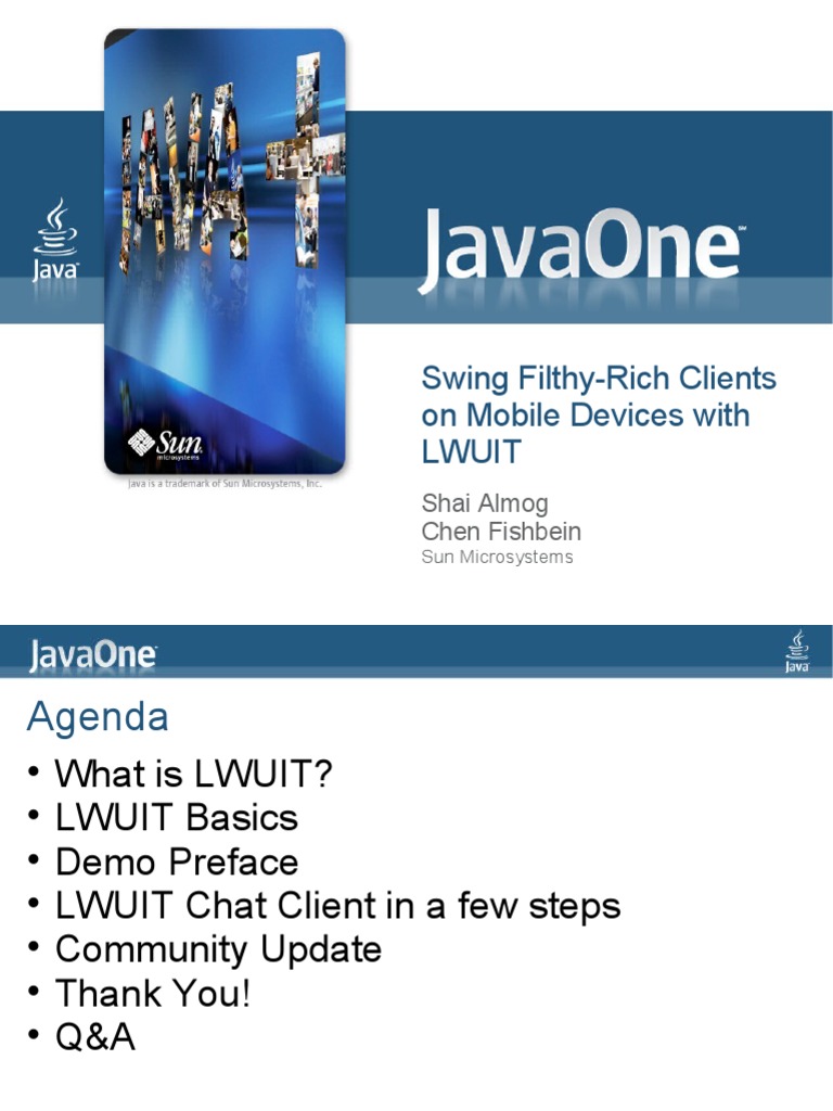 Swing Filthy-Rich Clients On Mobile Devices With Lwuit: Shai Almog Chen Fishbein | PDF | Java ...