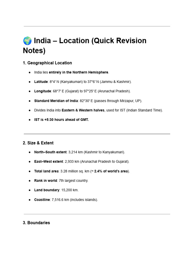 India's Geographical Location Overview | PDF