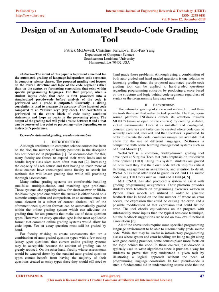 IJERT Design of An Automated Pseudo Code | PDF | Computer Programming | Computer Program