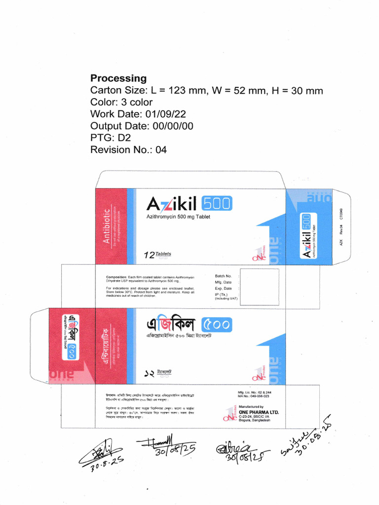 Azikil 500 MG Tab & Azikil 35 ML PFS IC Artwork | PDF | Pharmacology