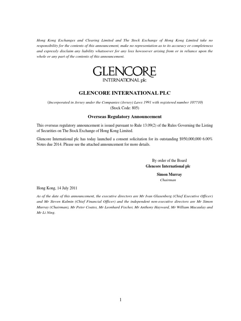Glencore Funding en | PDF | Glencore | Financial Statement