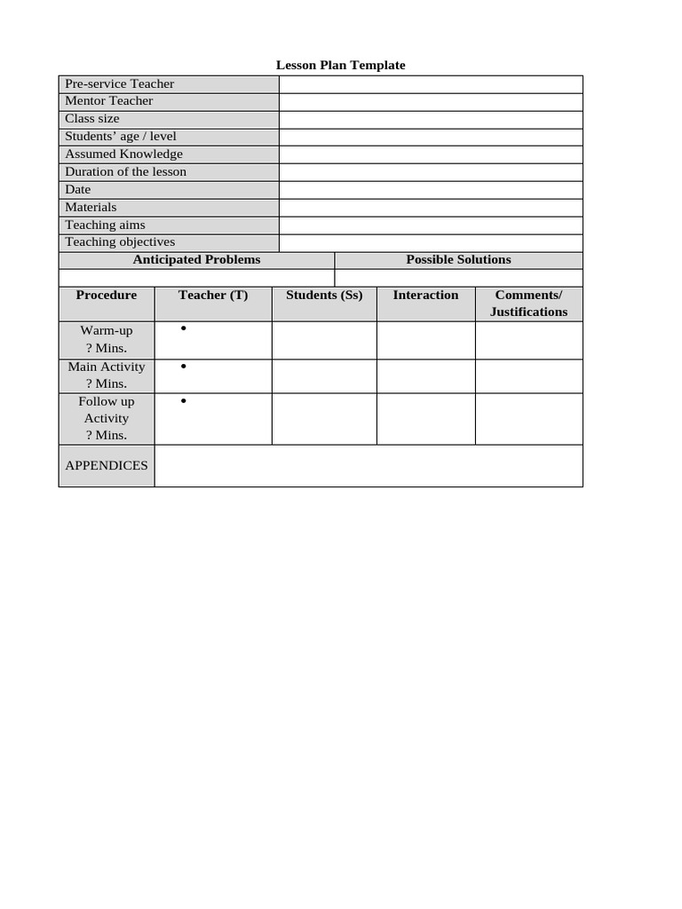 Lesson Plan Template & Microteaching Rubric | PDF