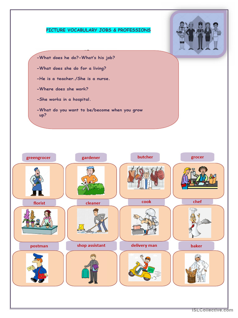 Picture Vocabulary Jobs & Professions 1 | PDF | Chess Openings | Chess
