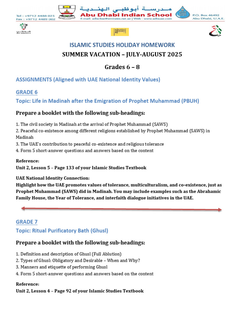 Islamic Studies Holiday Homework 2025 | PDF | Abrahamic Religions ...
