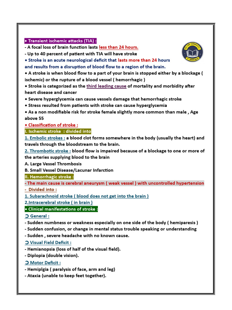 Understanding Stroke Types and Management | PDF | Stroke | Thrombosis