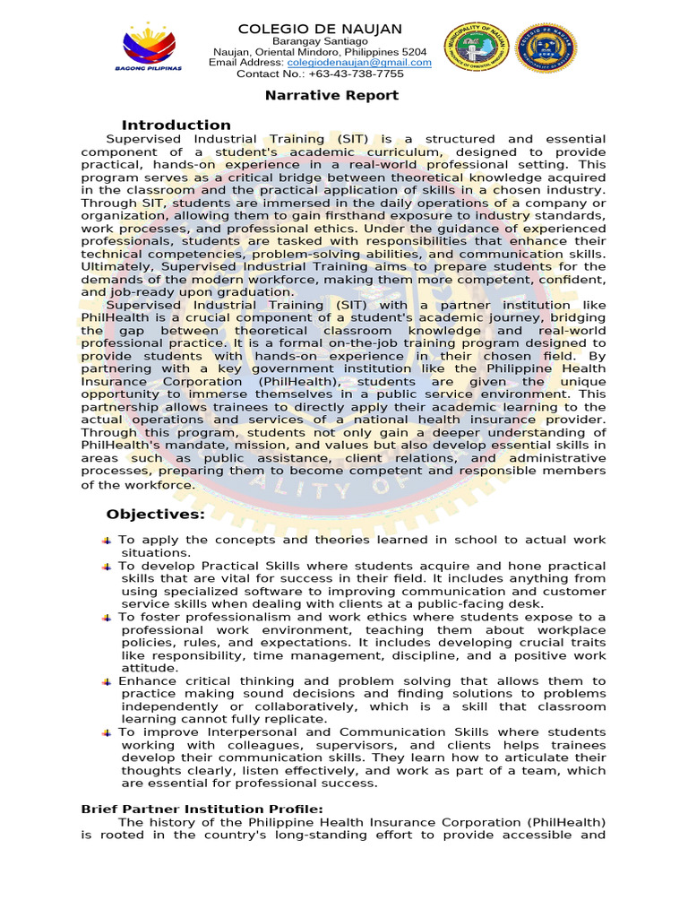 Narrative Report | PDF | Skill | Learning