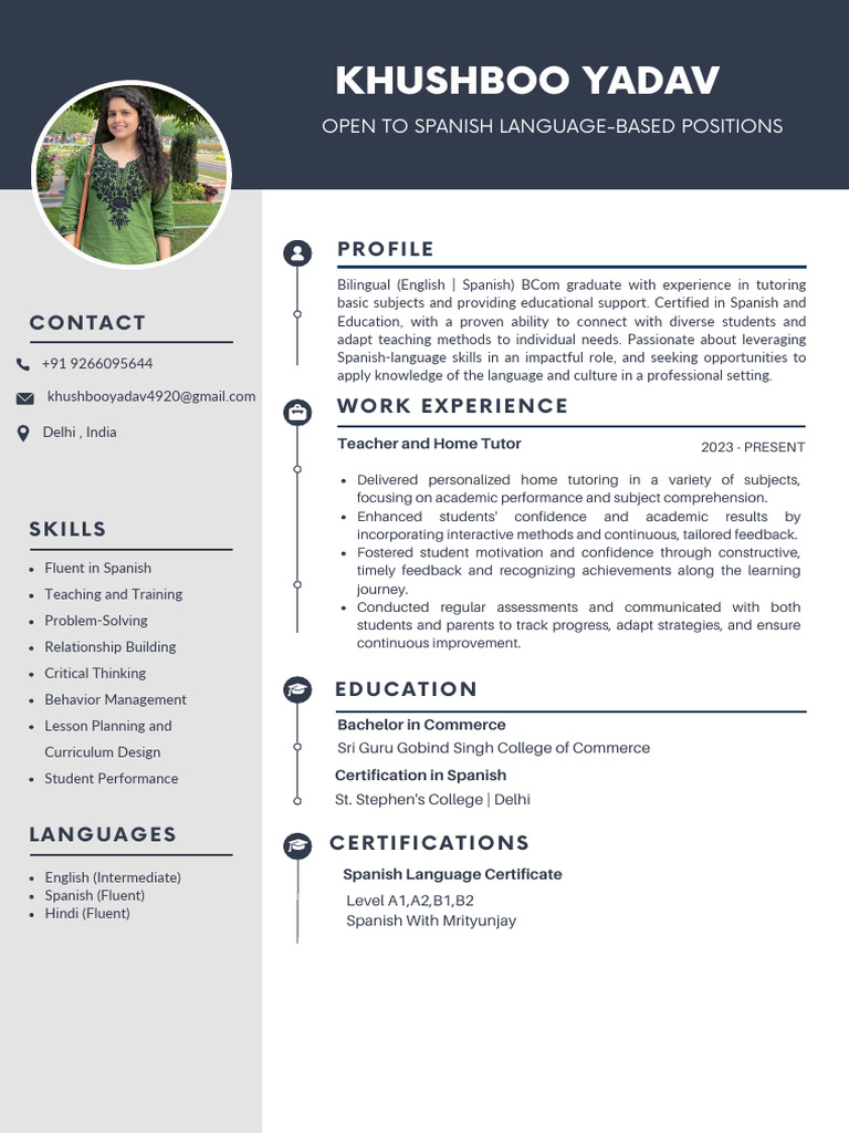 Bilingual Spanish Tutor Profile | PDF