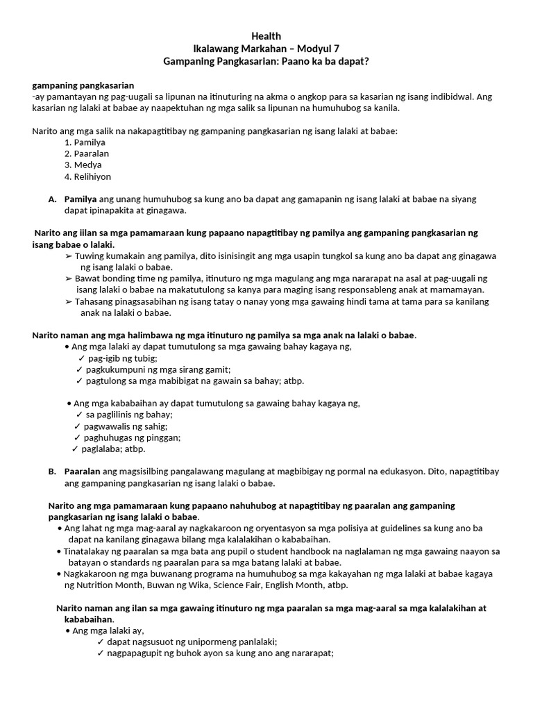 Health 5-Module 7 | PDF