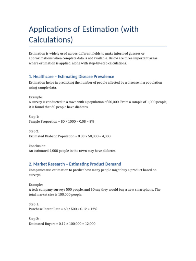 Applications of Estimation With Calculations | PDF