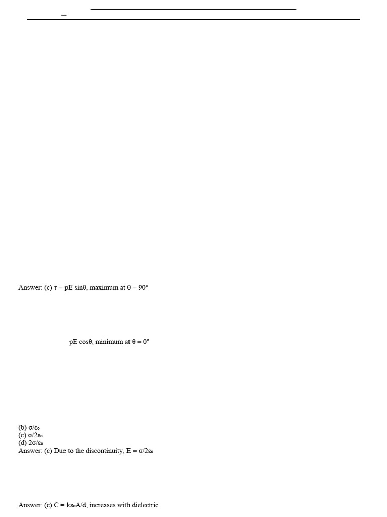 Electrostatic Potential and Capacitance Practice Questions CBSE | PDF ...