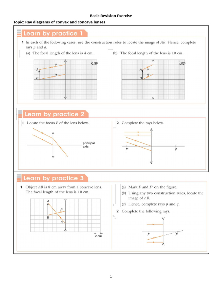 Basic Revision Exercise (Ray Diagram of Lens) | PDF