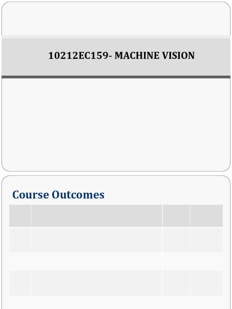 Machine Vision Course Outcomes Overview | PDF | Image Segmentation ...