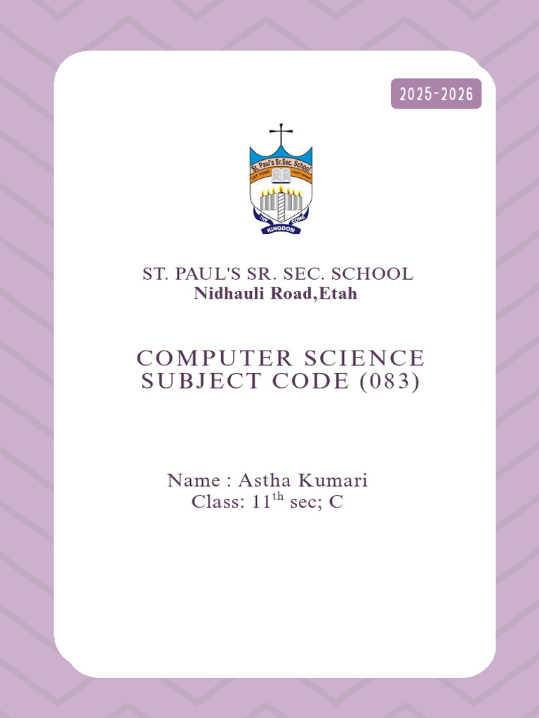 Astha Kumari 11th C Computer File | PDF
