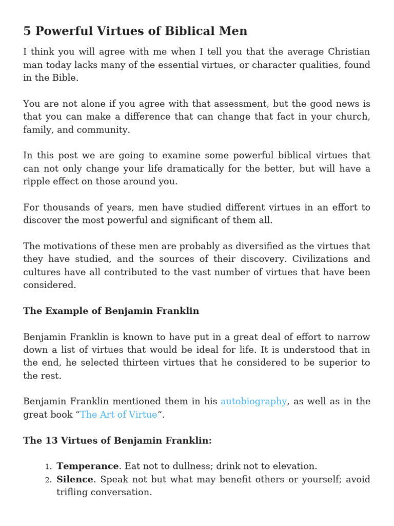 5 Key Biblical Virtues for Men | PDF | Book Of Proverbs | Wisdom