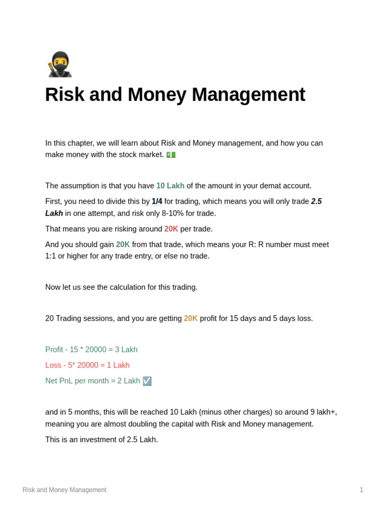 Effective Risk and Money Management Strategies | PDF | Risk ...