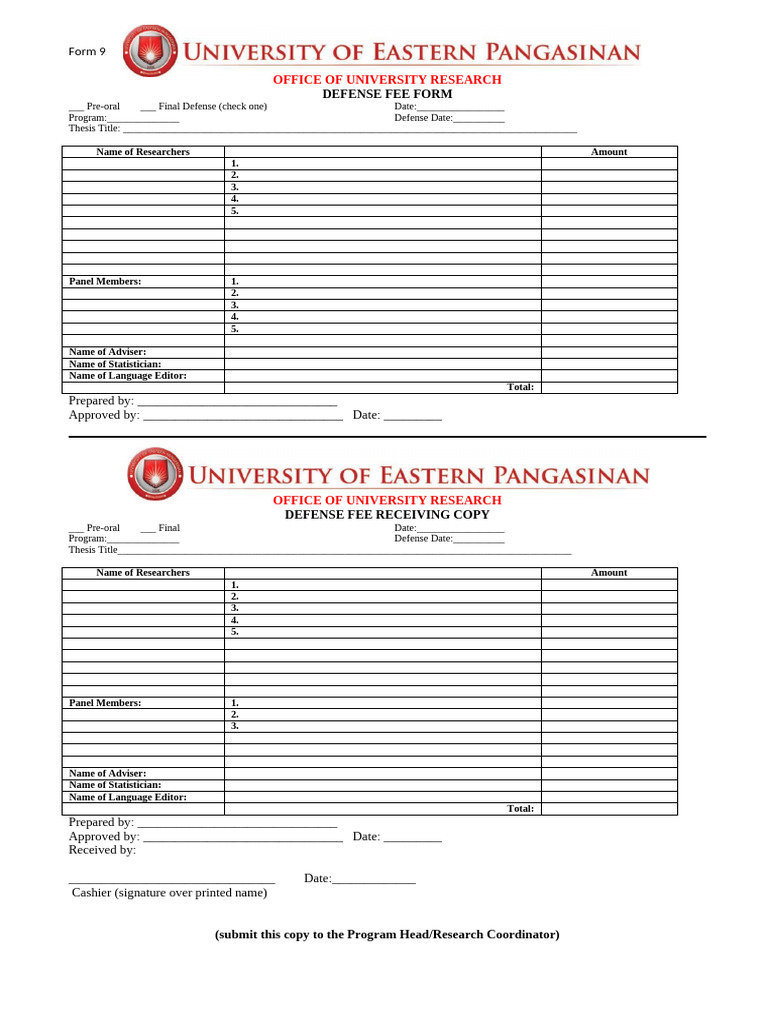 Defense Fee Form Submission | PDF