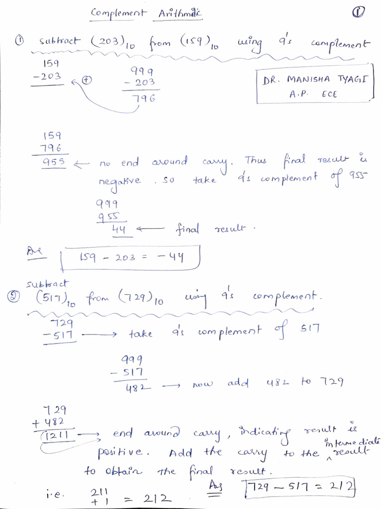 Complement Arithmetic Notes | PDF | Arithmetic | Elementary Mathematics