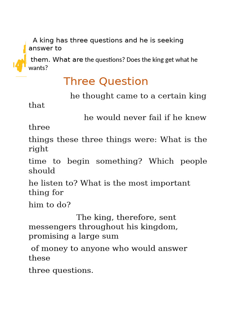 Three Questions | PDF