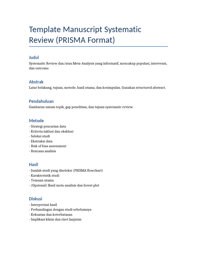 Template PRISMA untuk Review Sistematik | PDF