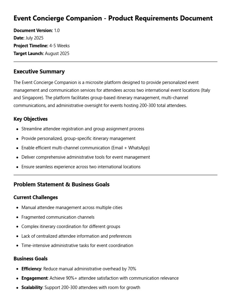 Event Concierge Companion Requirements | PDF | Database Index | Databases