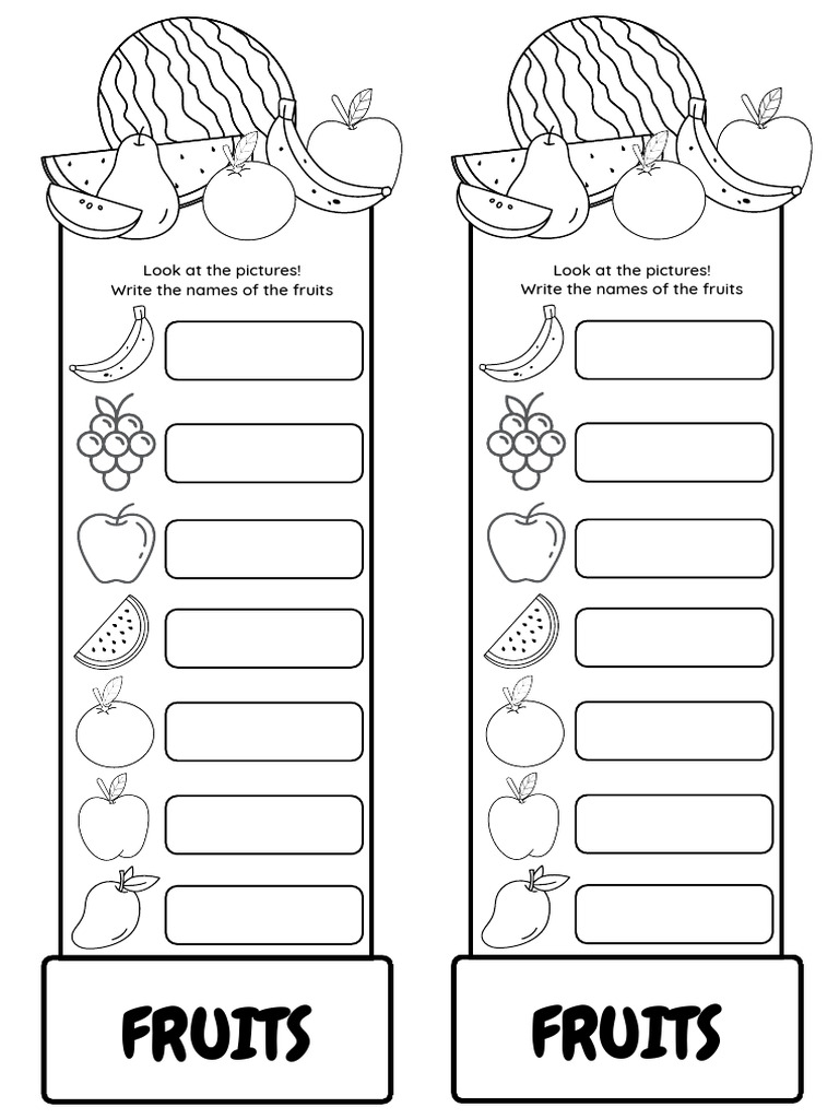 Fruits and Veggies Coloring Worksheet | PDF