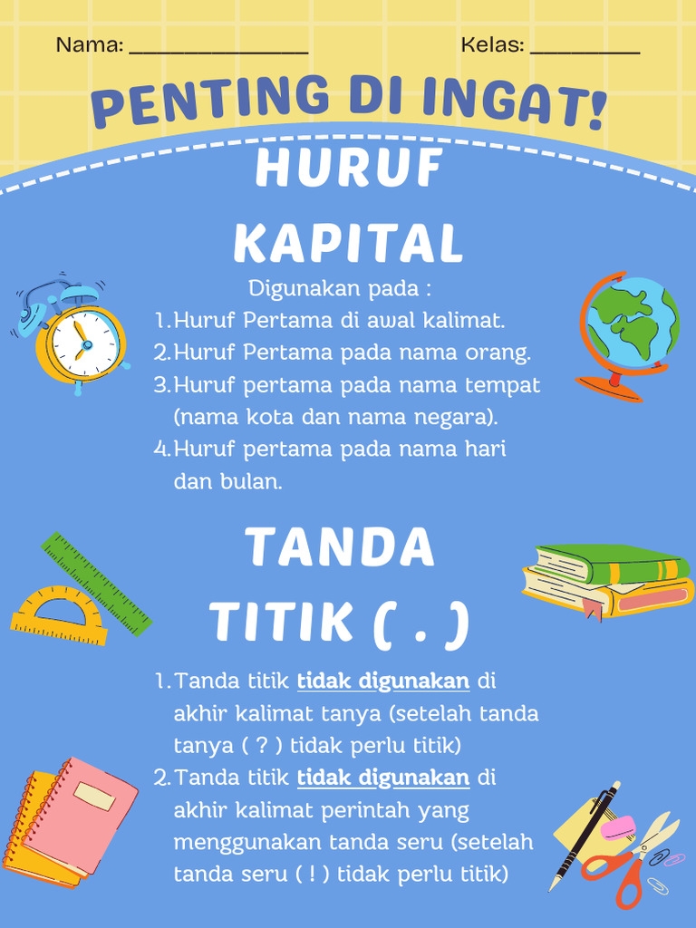 Penulisan Huruf Kapital Dan Tanda Baca Yang Benar Lembar Kerja ...