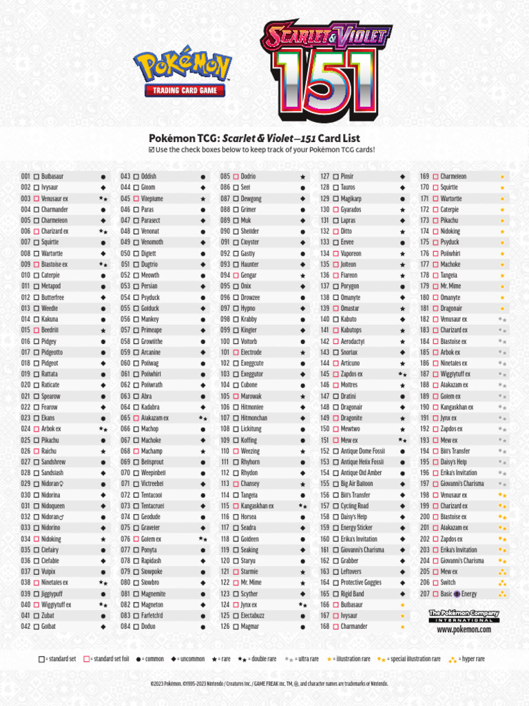 151 Master Set List | PDF | Japanese Games | Nintendo Franchises