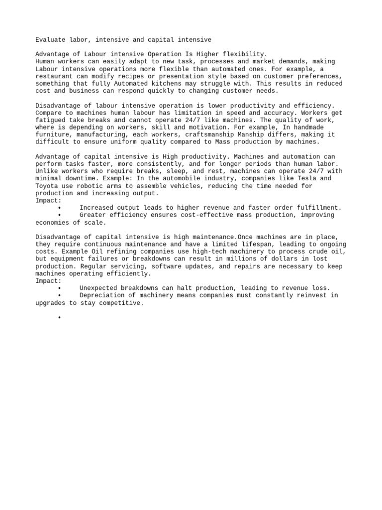 Capital Vs Labour Intensive | PDF