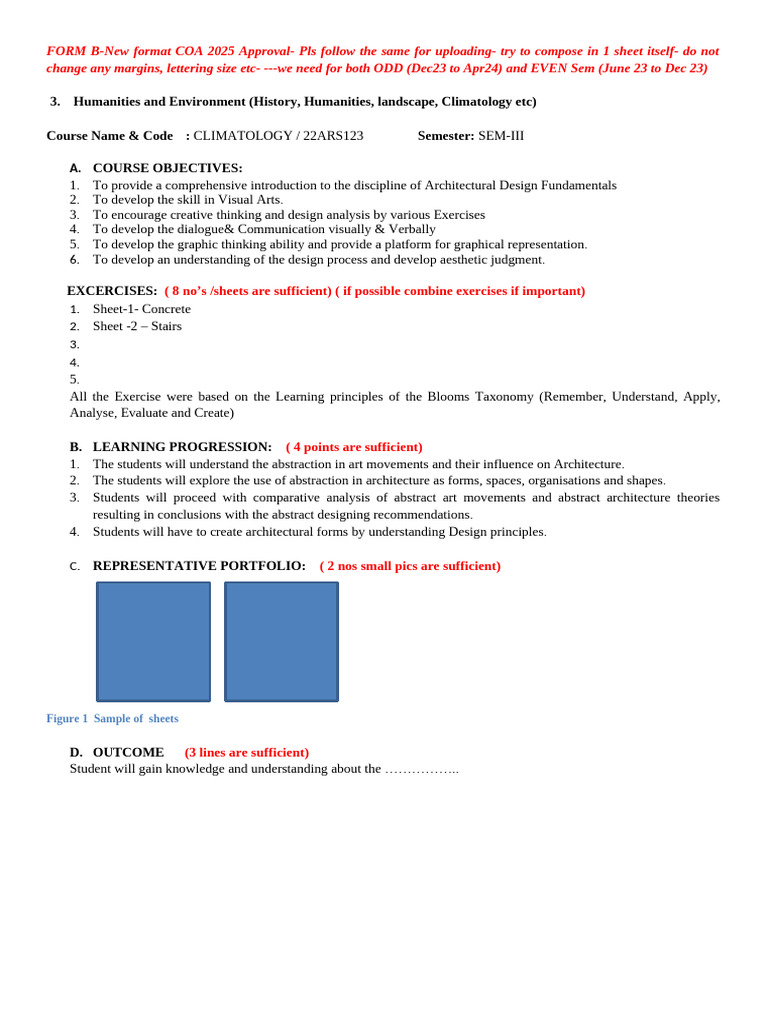 3-COA - Form B - 2025 Format - Humanities Subject | PDF