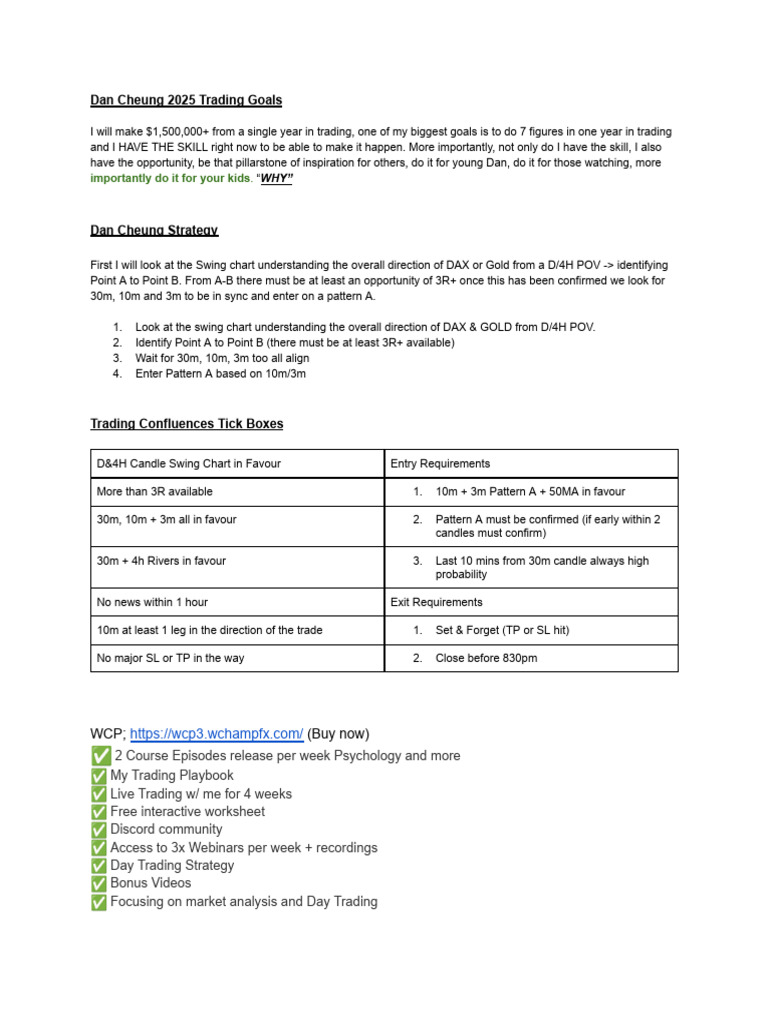 Dan Cheung's 2025 Trading Strategy | PDF | Day Trading | Financial Markets