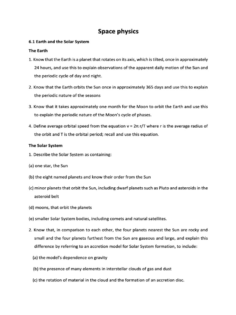 Space Physics Igcse Notes | PDF