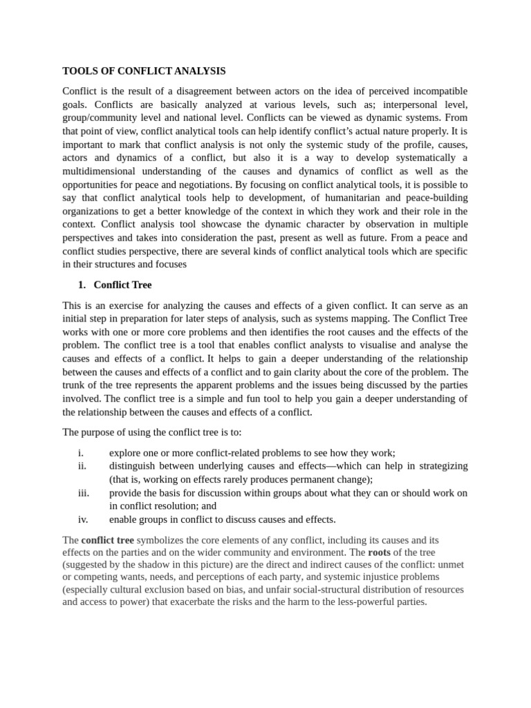 Conflict Analysis Tools Overview | PDF | Peacebuilding | Negotiation