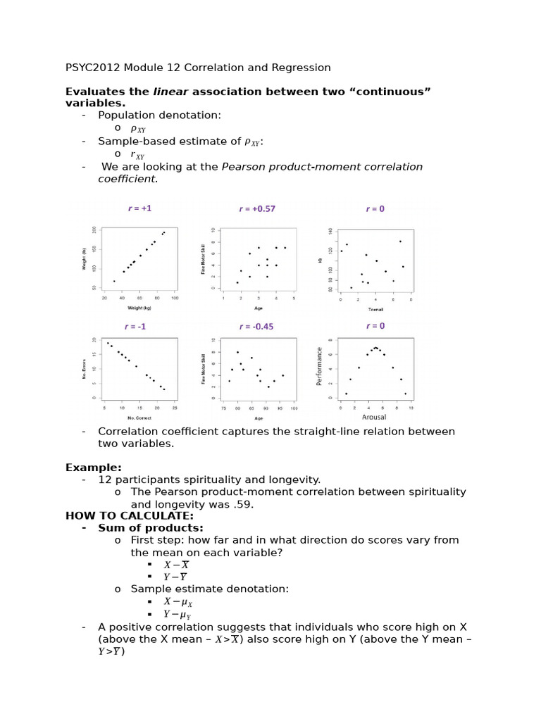 PSYC2012 Module 12 Correlation and Regression | PDF | Scientific Method ...