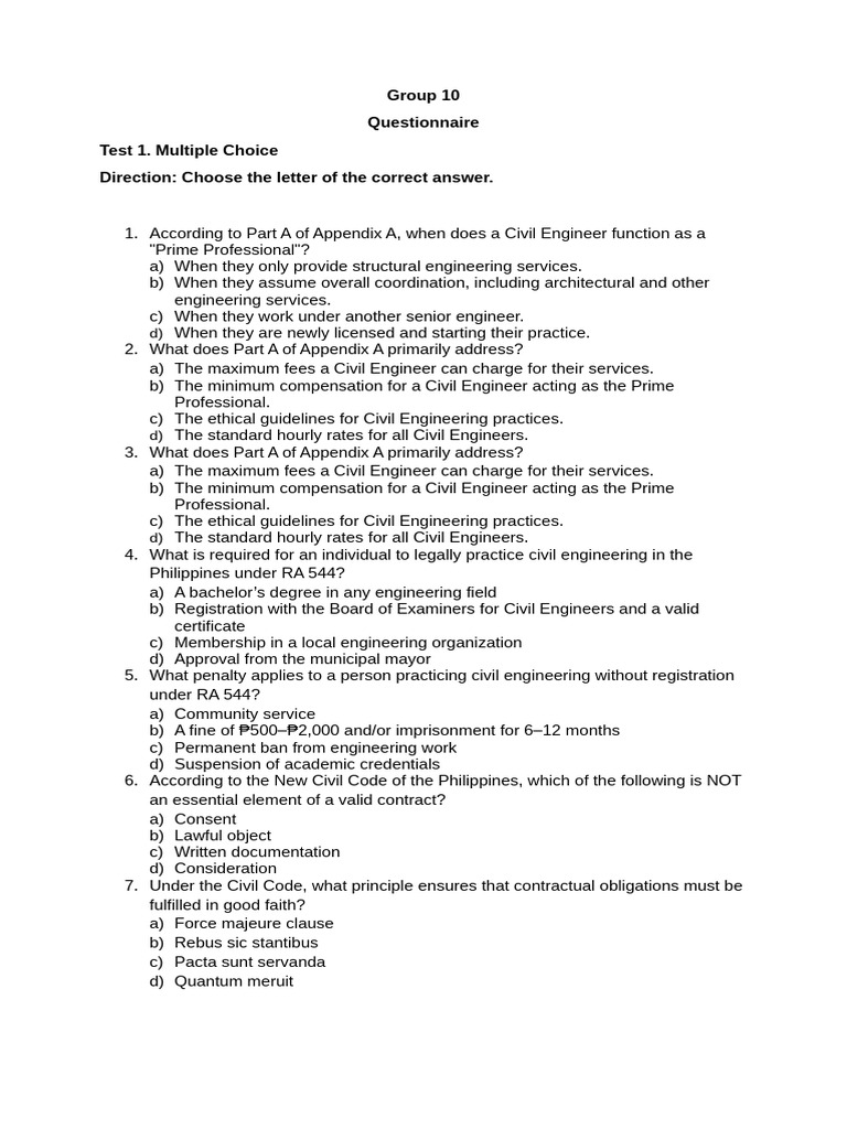 Group 10 (Last Module Questionnaire) | PDF | Common Law | Private Law