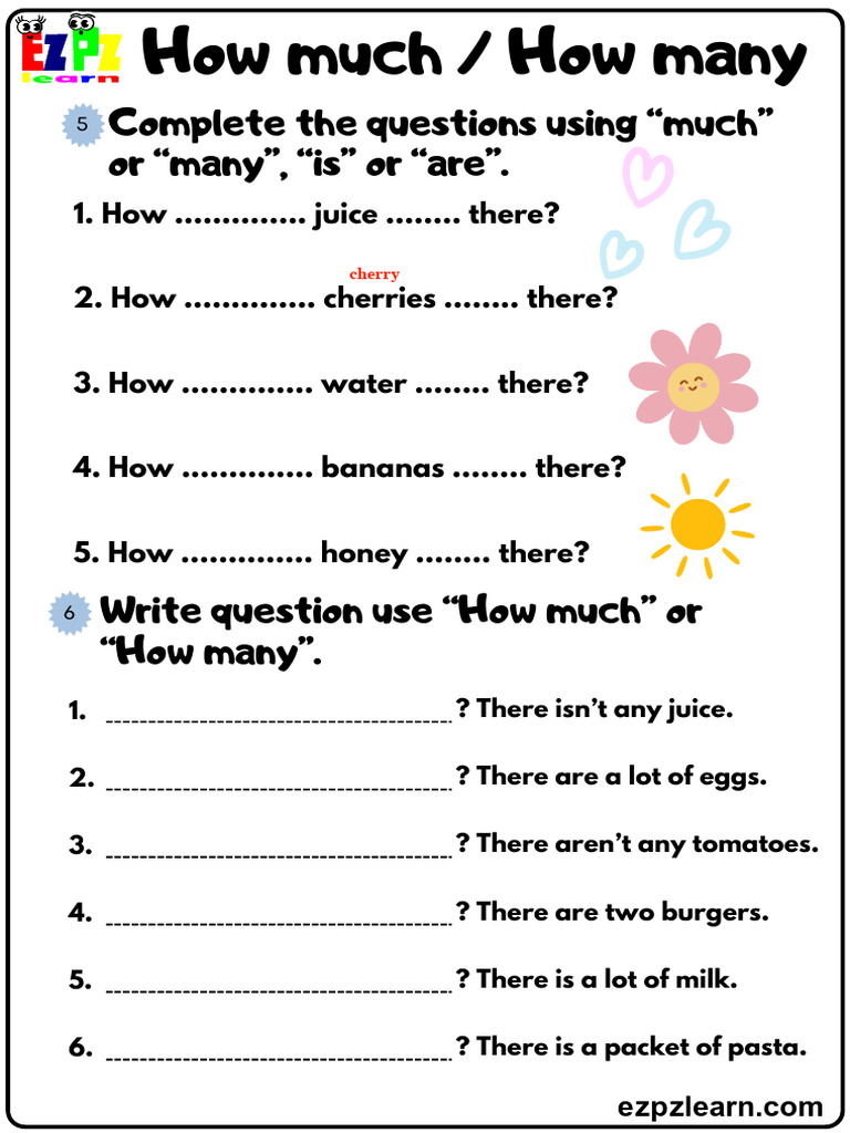 How to Use "Much" and "Many" in Questions | PDF