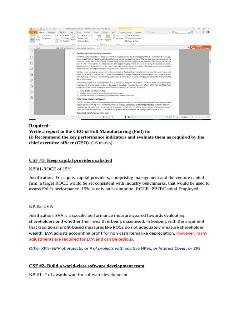 Answer To Sample March June 2019 Qu.1 (I) - Folt | PDF | Performance ...