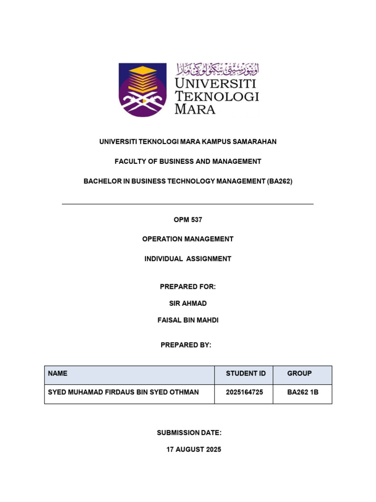 OPM537 Individual Assignment Overview | PDF | Inventory | Leadership