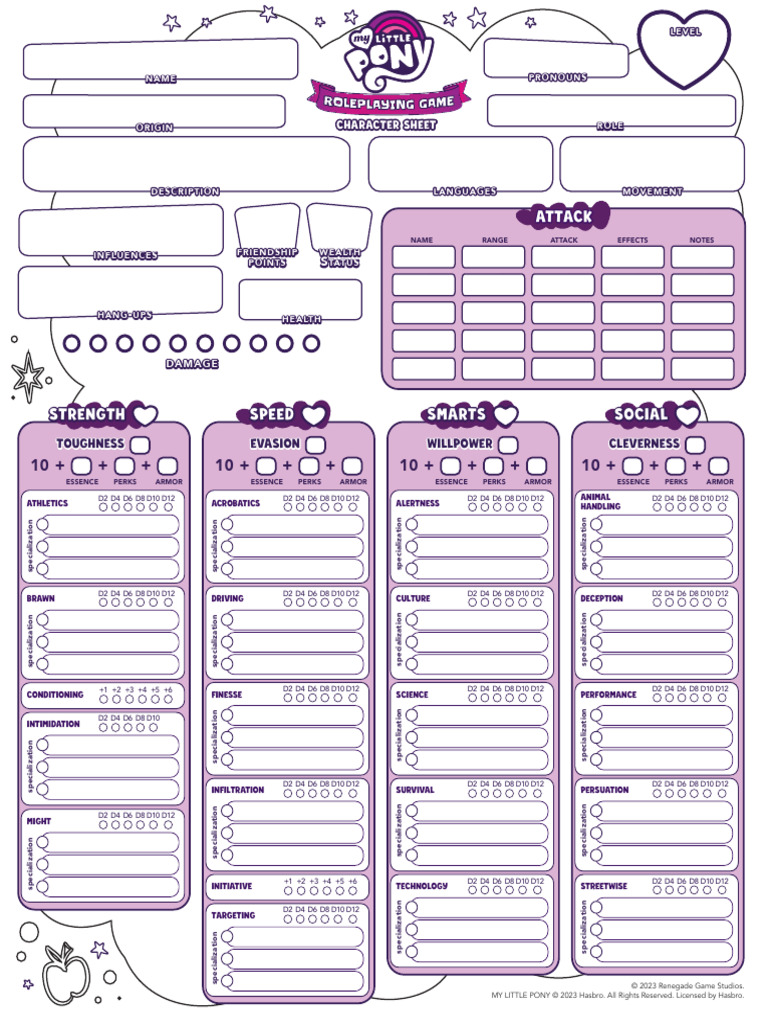 2 X MLP Character Sheet Fillable | PDF | Hasbro | Toy Brands