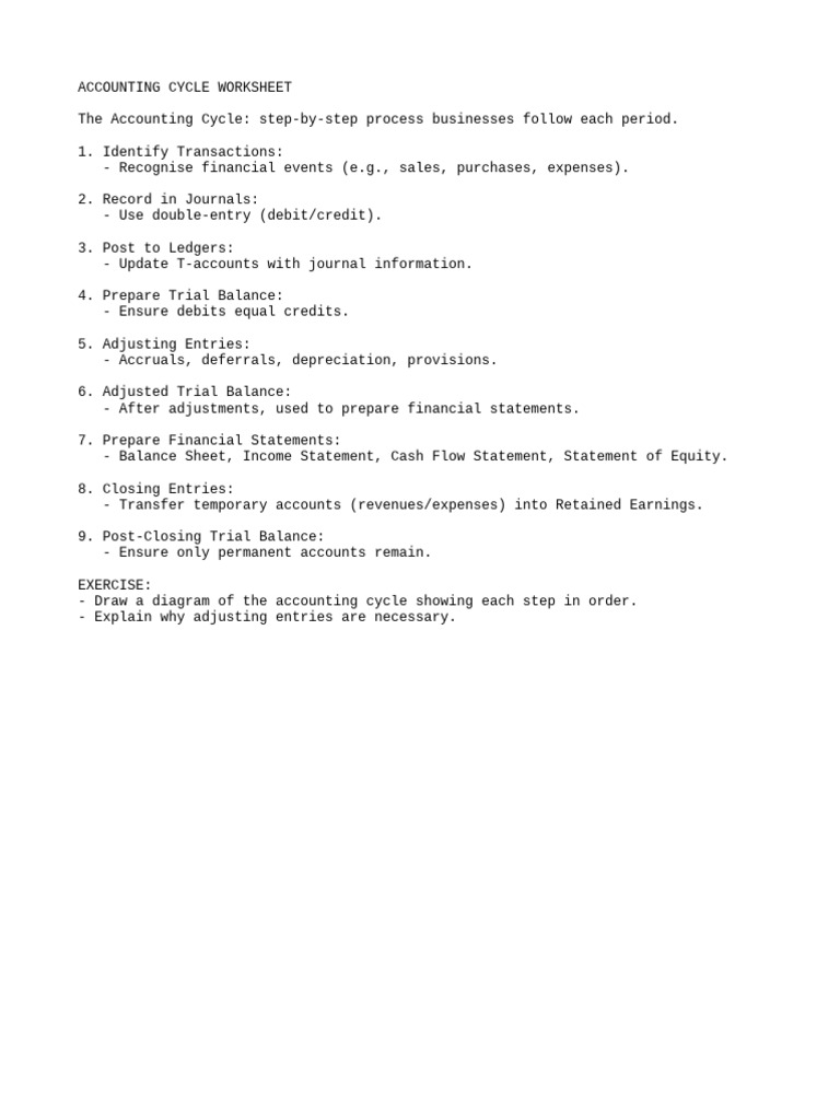 Worksheet 4 Accounting Cycle | PDF