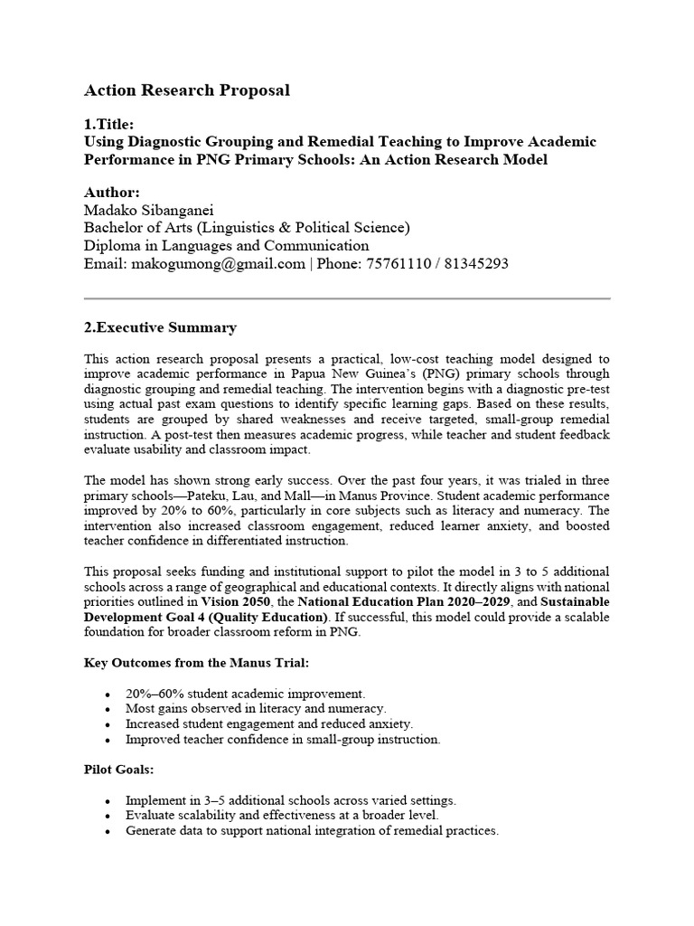 Actions Research Proposal Madako Sibanganie | PDF | Differentiated ...