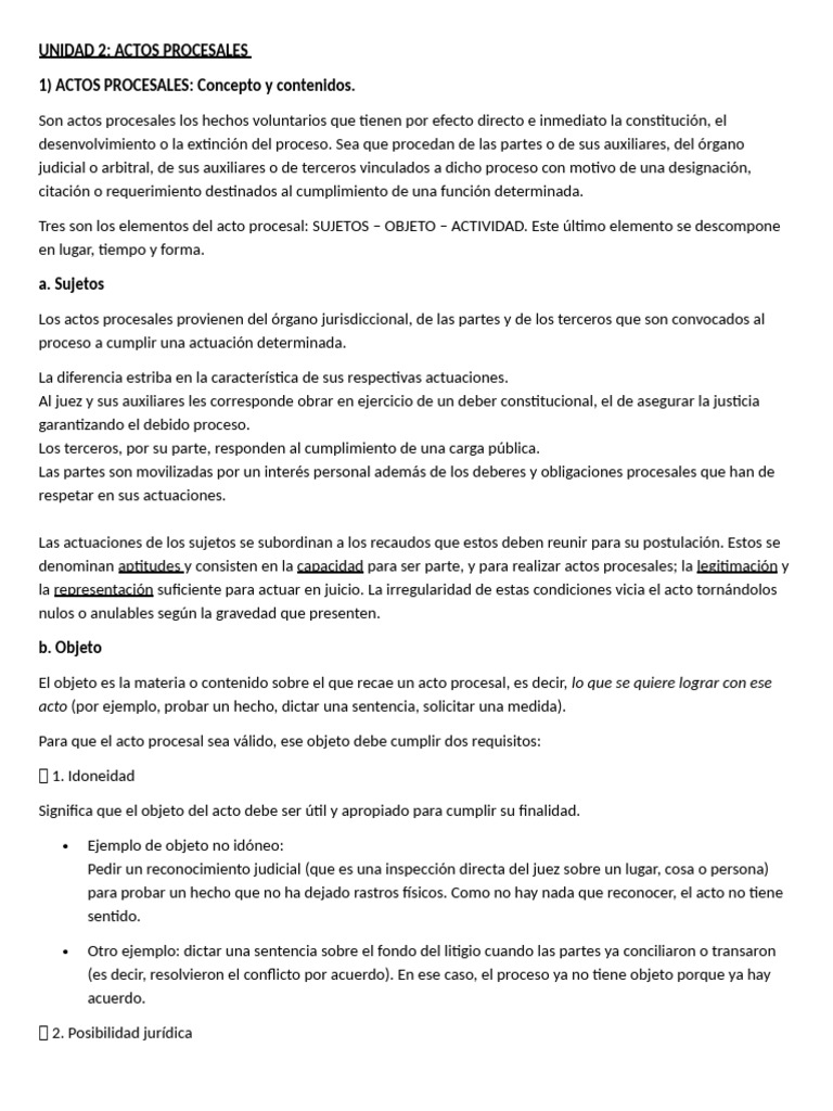 Actos Procesales: Conceptos y Clasificación | PDF | Ley procesal ...
