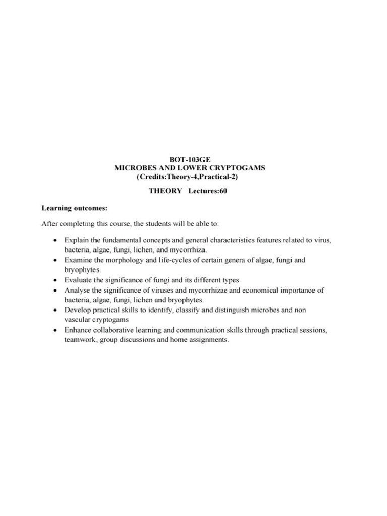 Botany Minor Syllabus | PDF