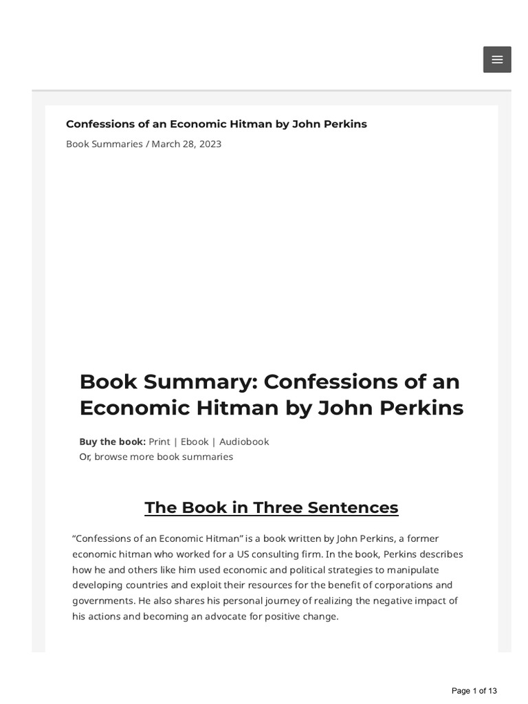 Digitaldiscite Com Confessions of An Economic Hitman by John Perkins ...
