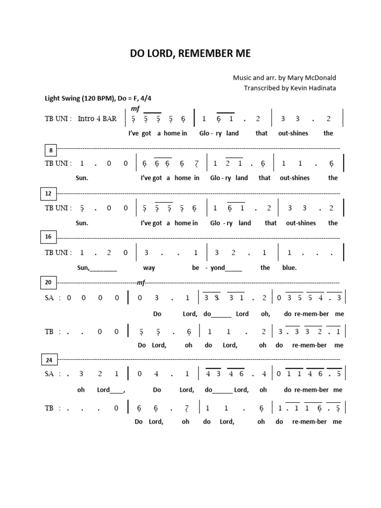 Do Lord, Remember Me Not Angka Rev | PDF