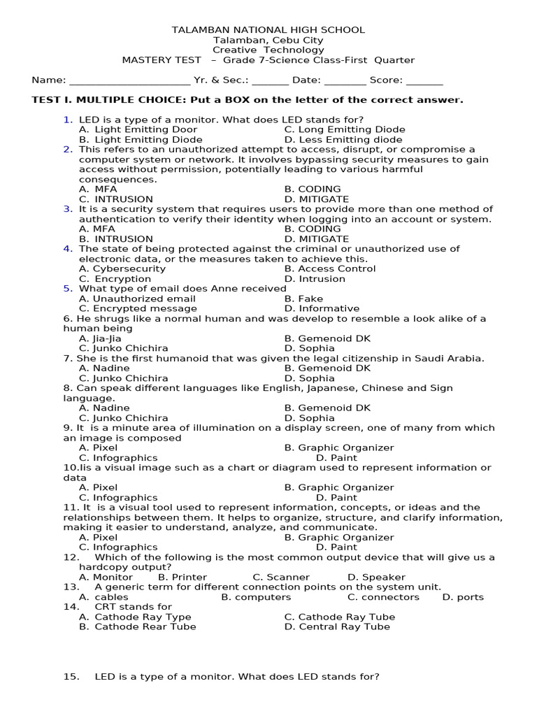 Mastery Science Class | PDF | Computer Monitor | Infographics