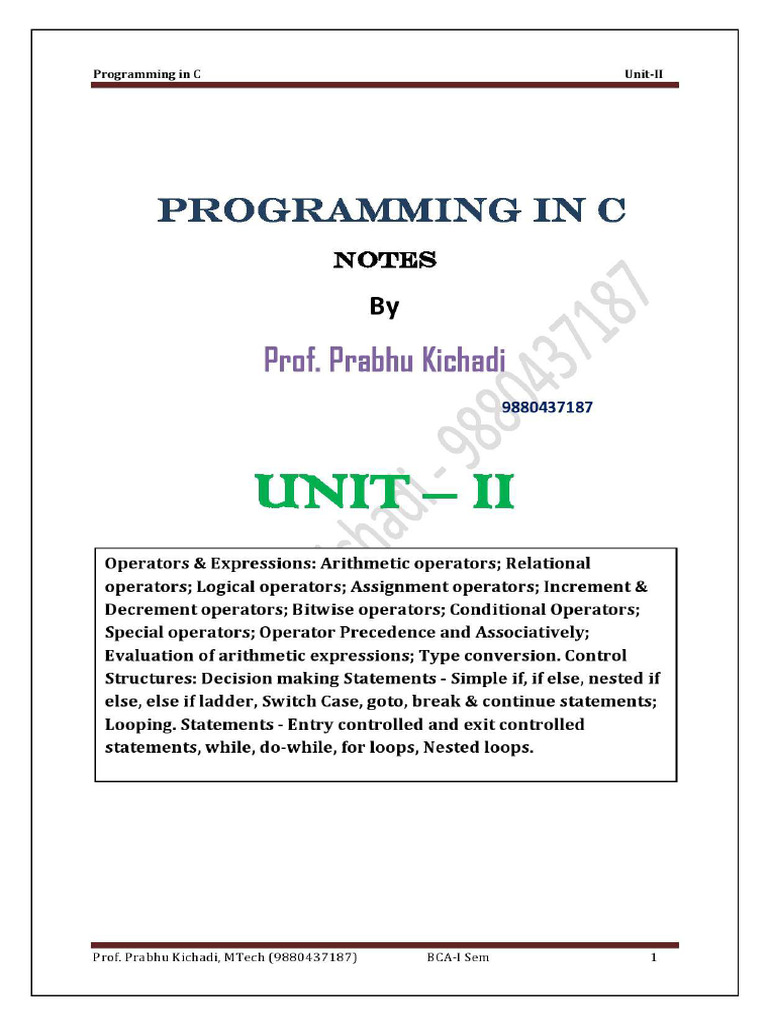 C Programming Unit-2 | PDF
