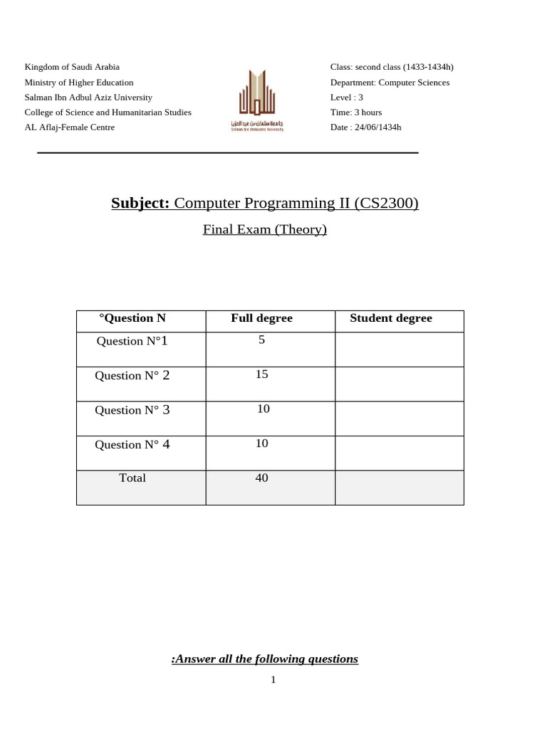 C Examen Theorique CP v2 | PDF | Computer Programming | Software ...